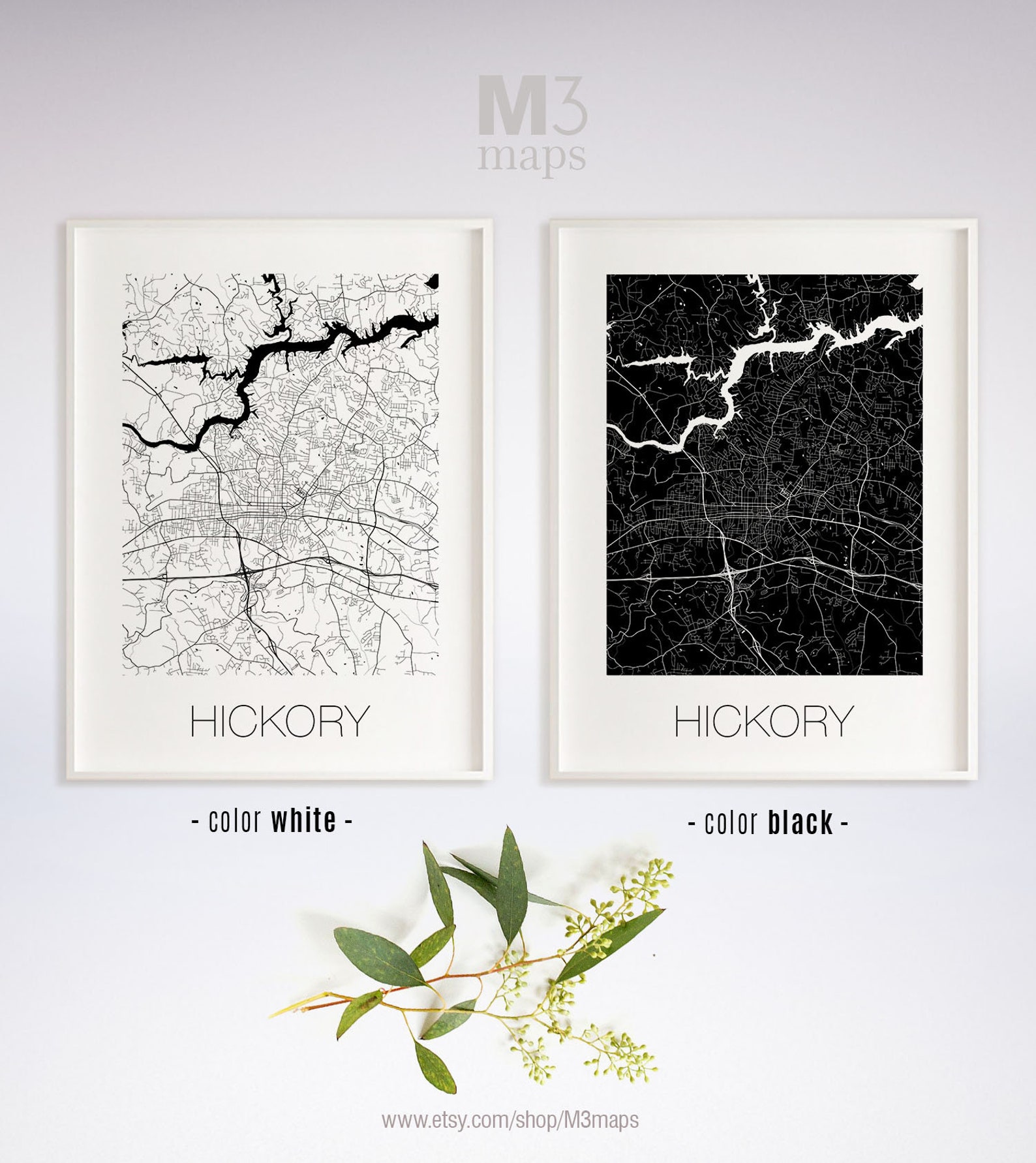 Hickory North Carolina Hickory NC Map Hickory Map Hickory - Etsy