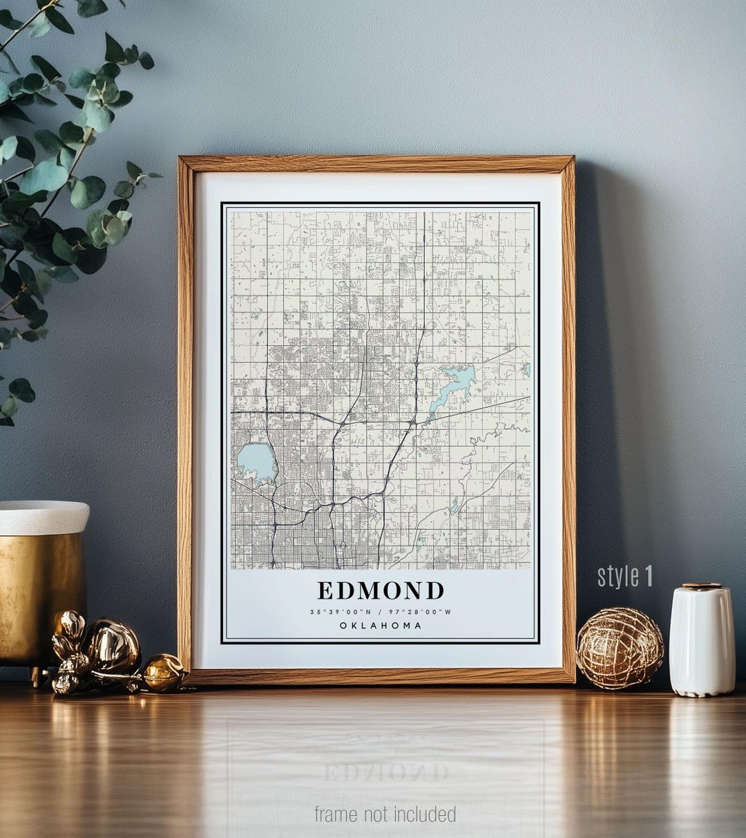 Edmond OK Oklahoma Map Wall Art City Poster Print Decor - Etsy
