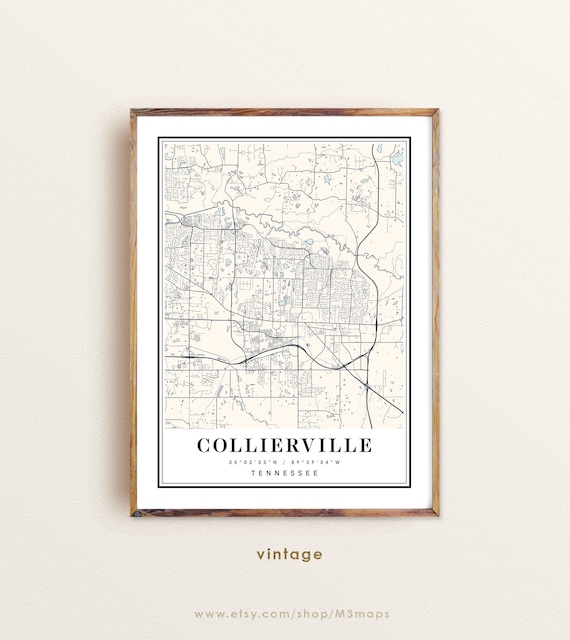 Collierville Tennessee Map Collierville TN Map Collierville - Etsy