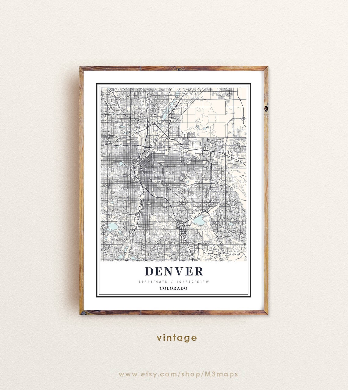 Denver Colorado map Denver CO map Denver city map Denver | Etsy