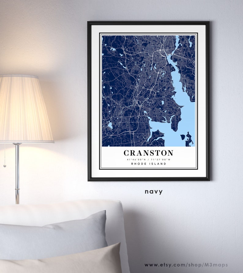 Cranston Rhode Island Map Cranston RI Map Cranston City Map - Etsy