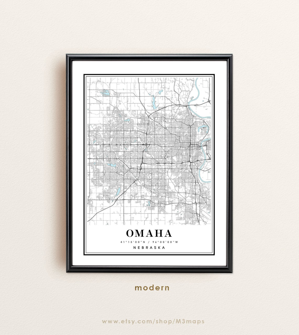 Omaha Nebraska Map Omaha NE Map Omaha City Map Omaha Print - Etsy