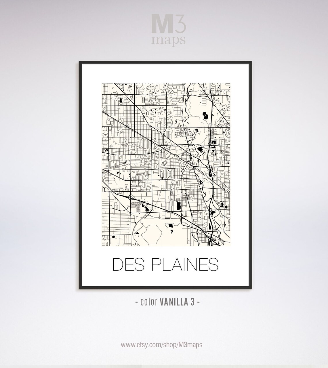 Des Plaines Illinois Des Plaines IL Map Des Plaines Map Des - Etsy