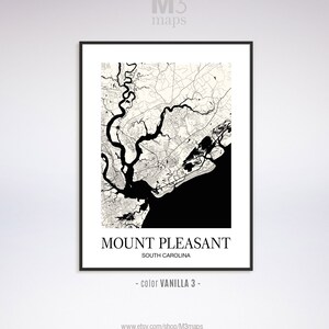Mount Pleasant, Mount Pleasant SC Map, Mount Pleasant Modern Art Print ...