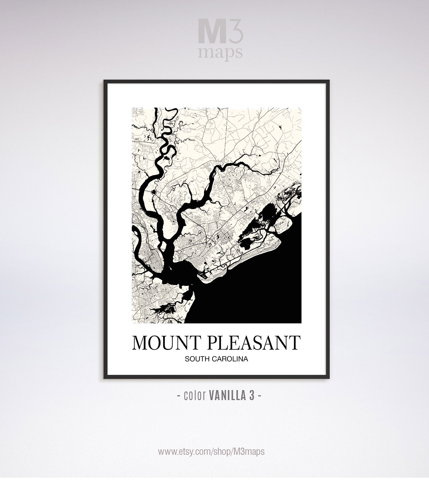Mount Pleasant Mount Pleasant SC Map Mount Pleasant Modern - Etsy