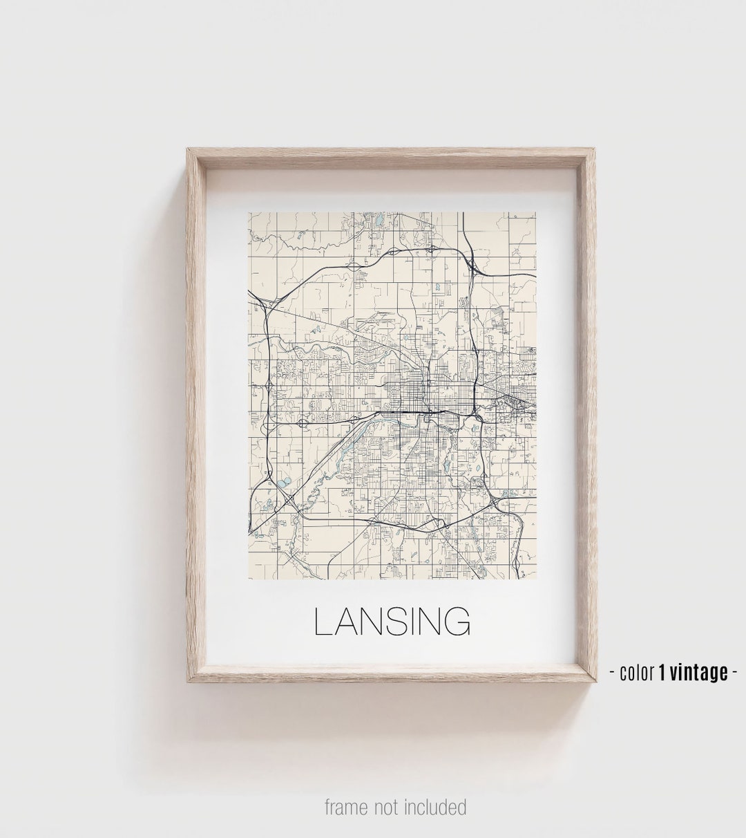 LANSING MI City Map Poster, Lansing Michigan Street Map Print ...