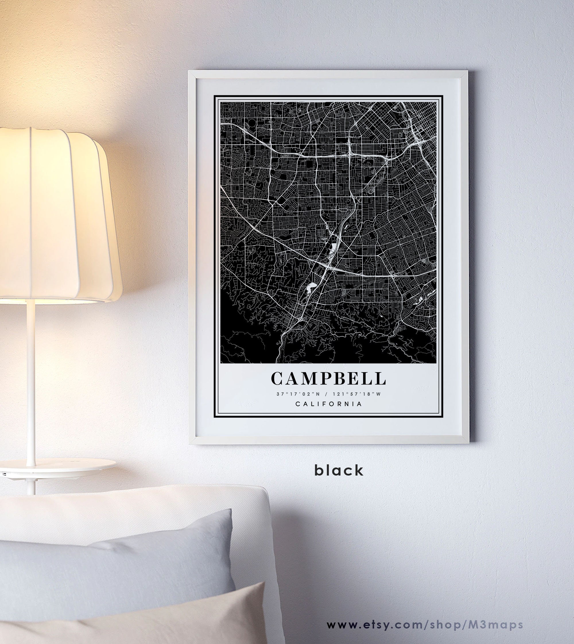 Campbell California Map Campbell CA Map Campbell City Map - Etsy