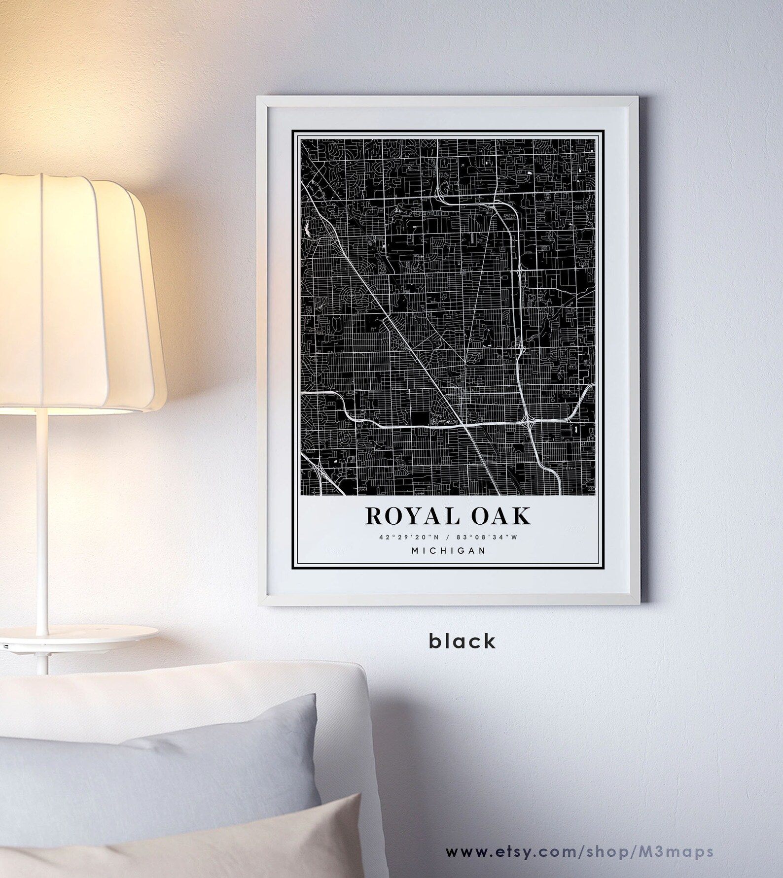 Royal Oak Michigan Map Royal Oak MI Map Royal Oak City Map - Etsy UK