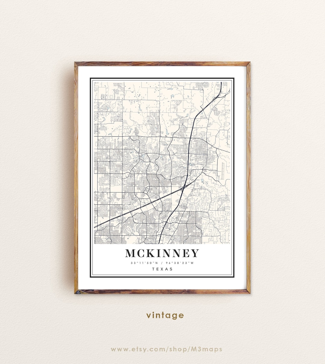 Mckinney Texas Map, Mckinney TX Map, Mckinney City Map, Mckinney Print ...