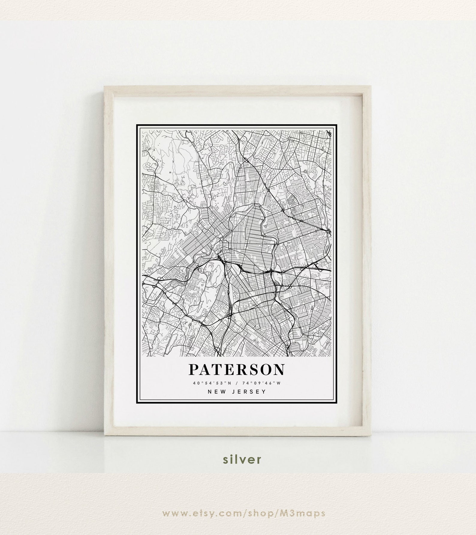 Paterson New Jersey Map Paterson NJ Map Paterson City Map - Etsy