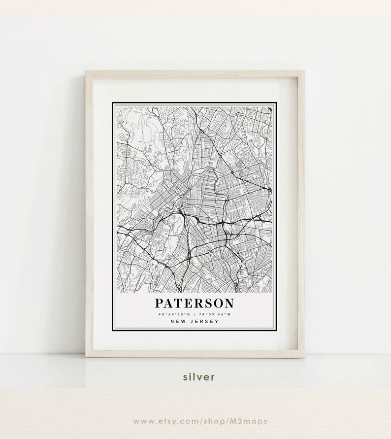 Paterson New Jersey Map Paterson NJ Map Paterson City Map | Etsy