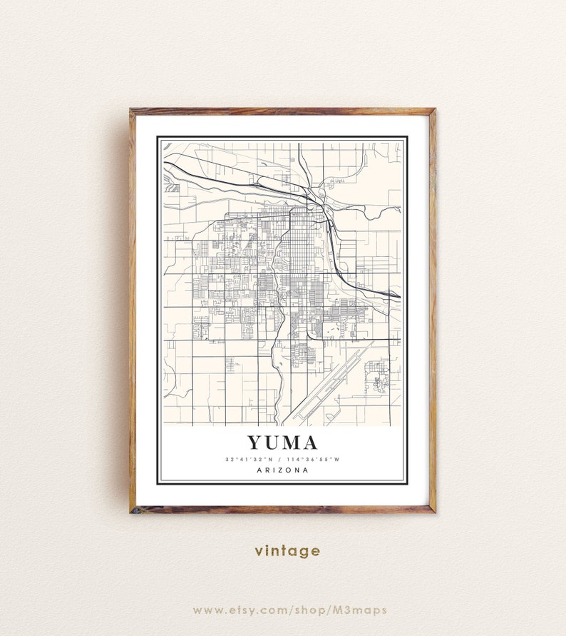 Yuma Arizona Map Yuma AZ Map Yuma City Map Yuma Print Yuma | Etsy