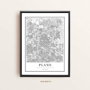 Plano Texas map Plano TX map Plano city map Plano print | Etsy