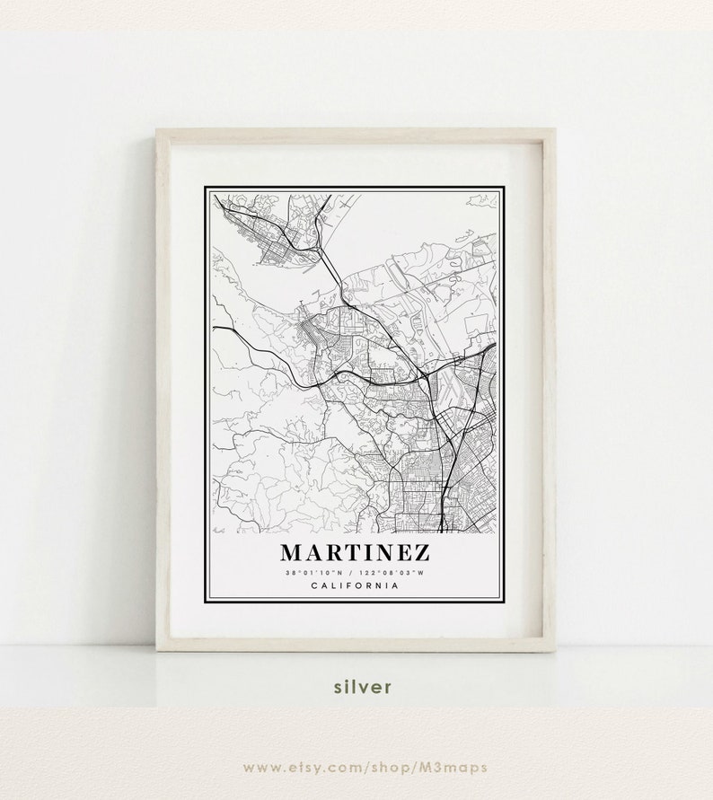 Martinez California Map Martinez CA Map Martinez City Map - Etsy