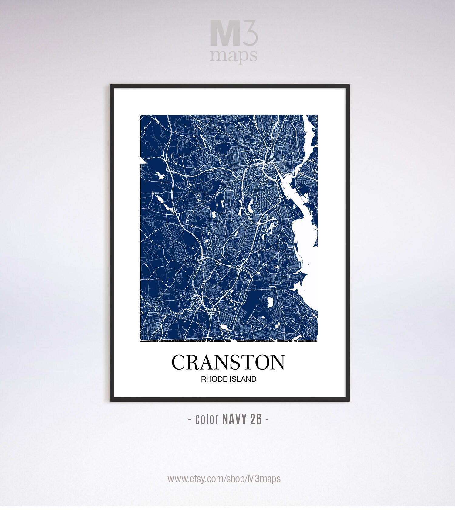 Cranston Cranston RI map Cranston modern art print Cranston | Etsy