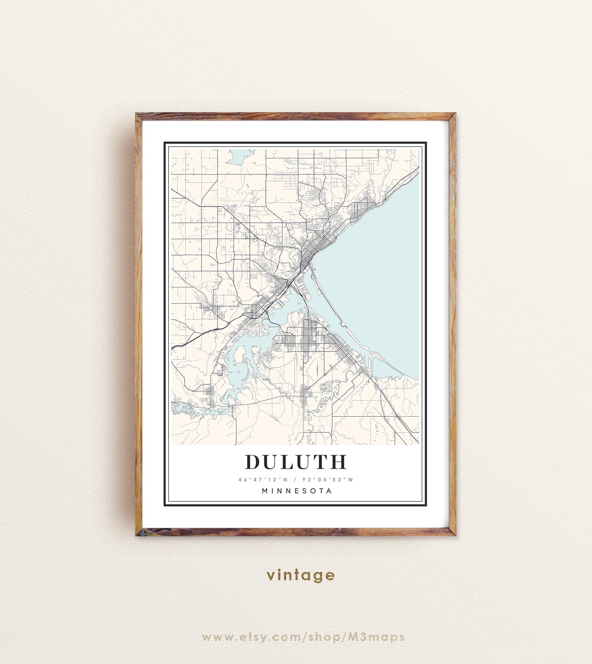 Duluth Minnesota map Duluth MN map Duluth city map Duluth | Etsy