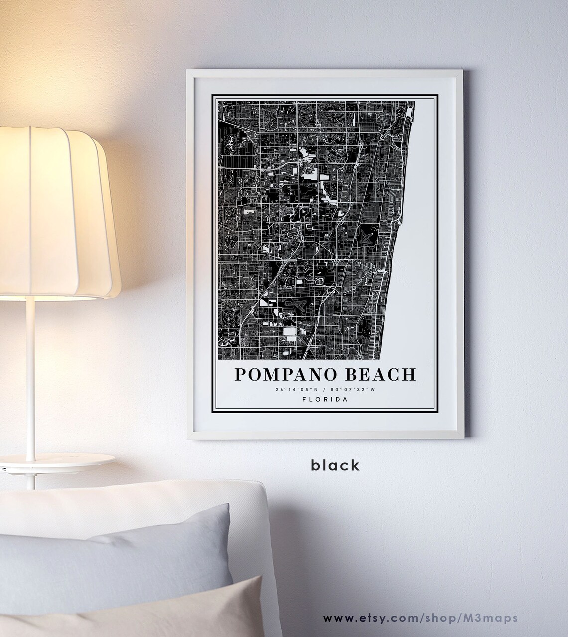 Pompano Beach Florida Map Pompano Beach FL Map Pompano Beach - Etsy