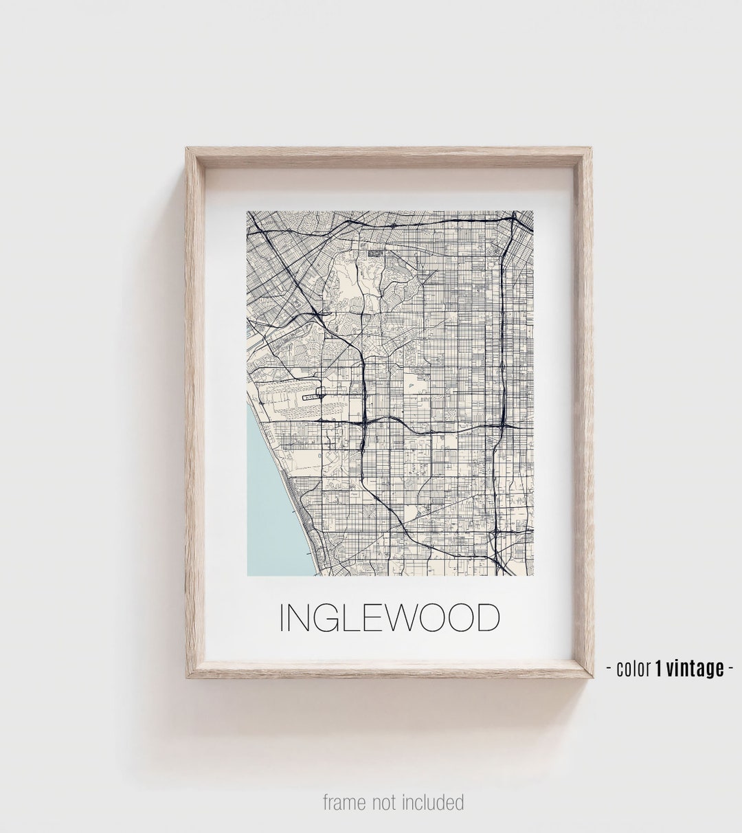 INGLEWOOD CA City Map Poster, Inglewood California Street Map Print ...
