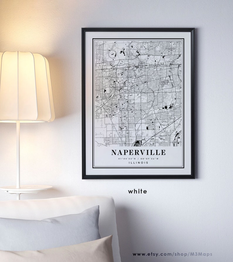 Naperville Illinois Map Naperville IL Map Naperville City - Etsy