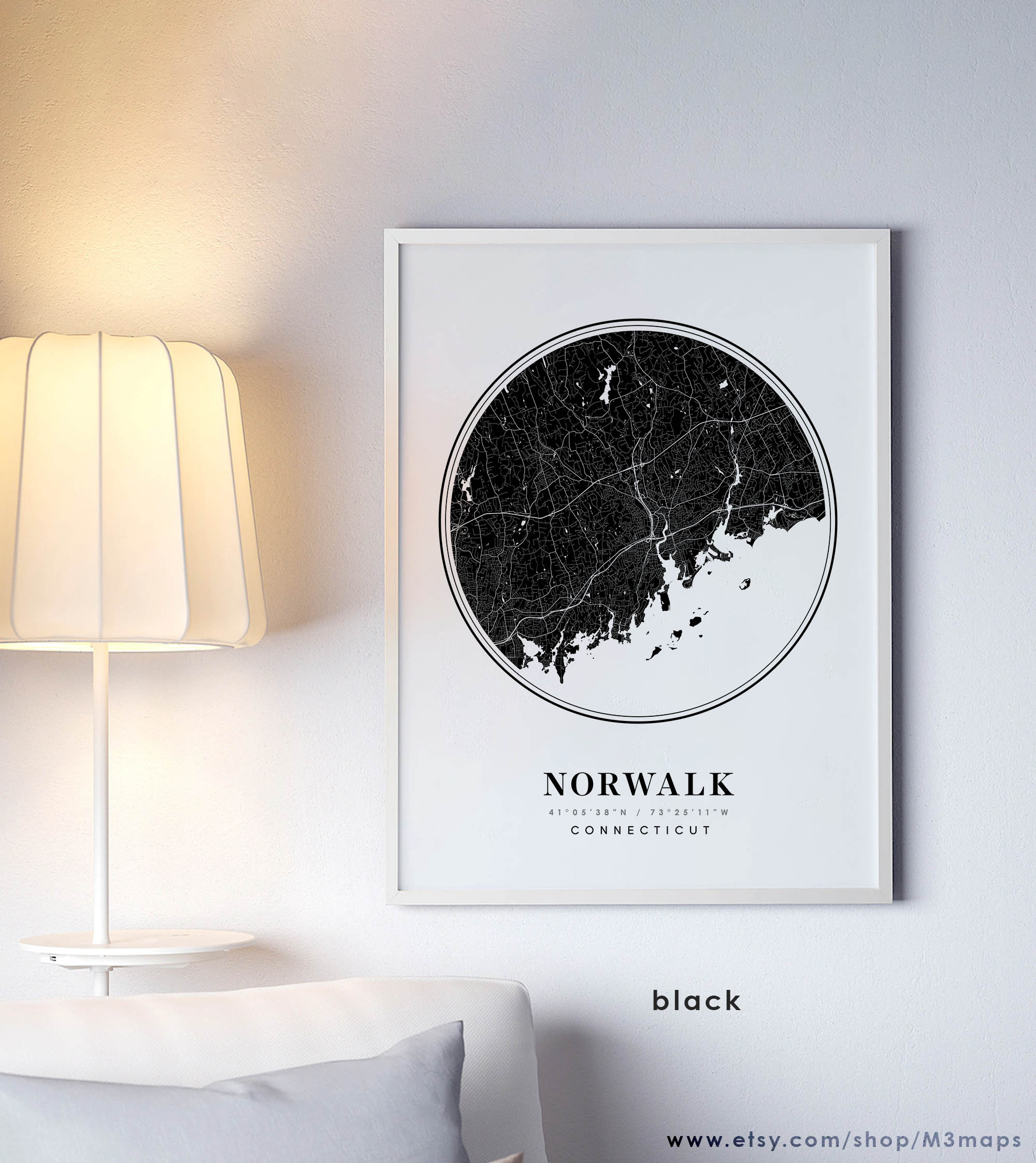 Mapa de Norwalk Connecticut mapa de Norwalk CT impresión de - Etsy México