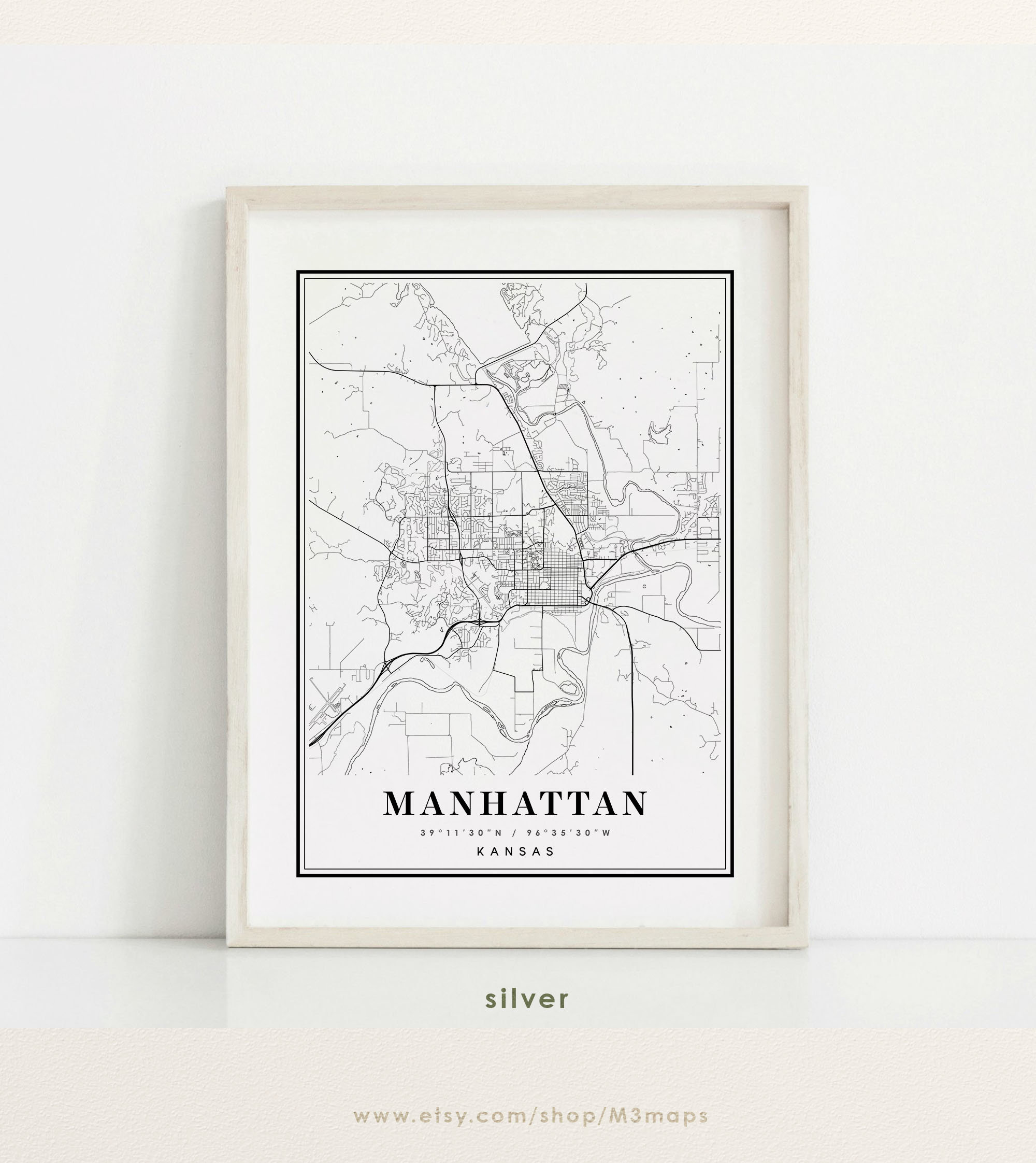 Manhattan Kansas Map Manhattan KS Map Manhattan City Map | Etsy