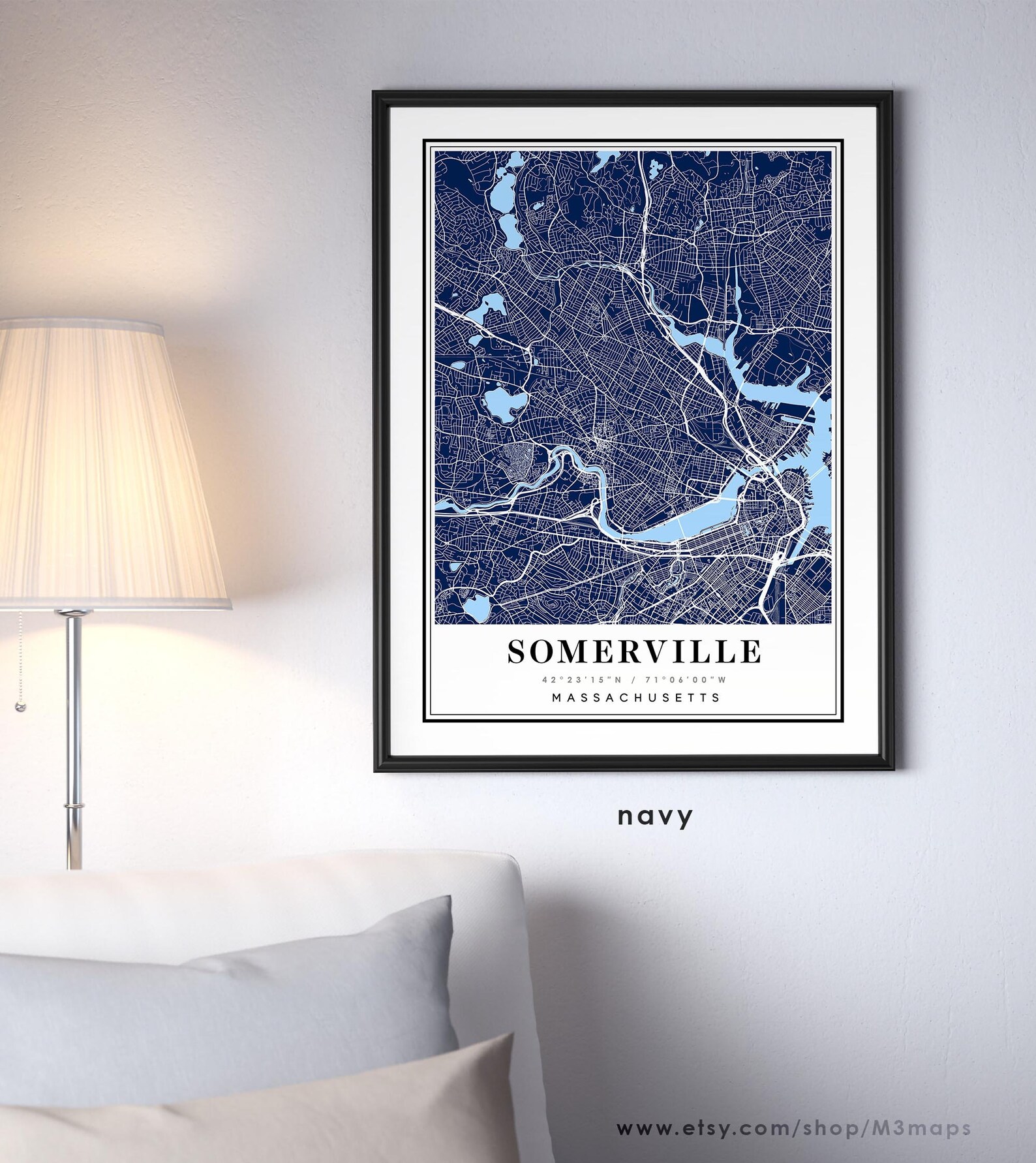Somerville Massachusetts Map Somerville MA Map Somerville | Etsy