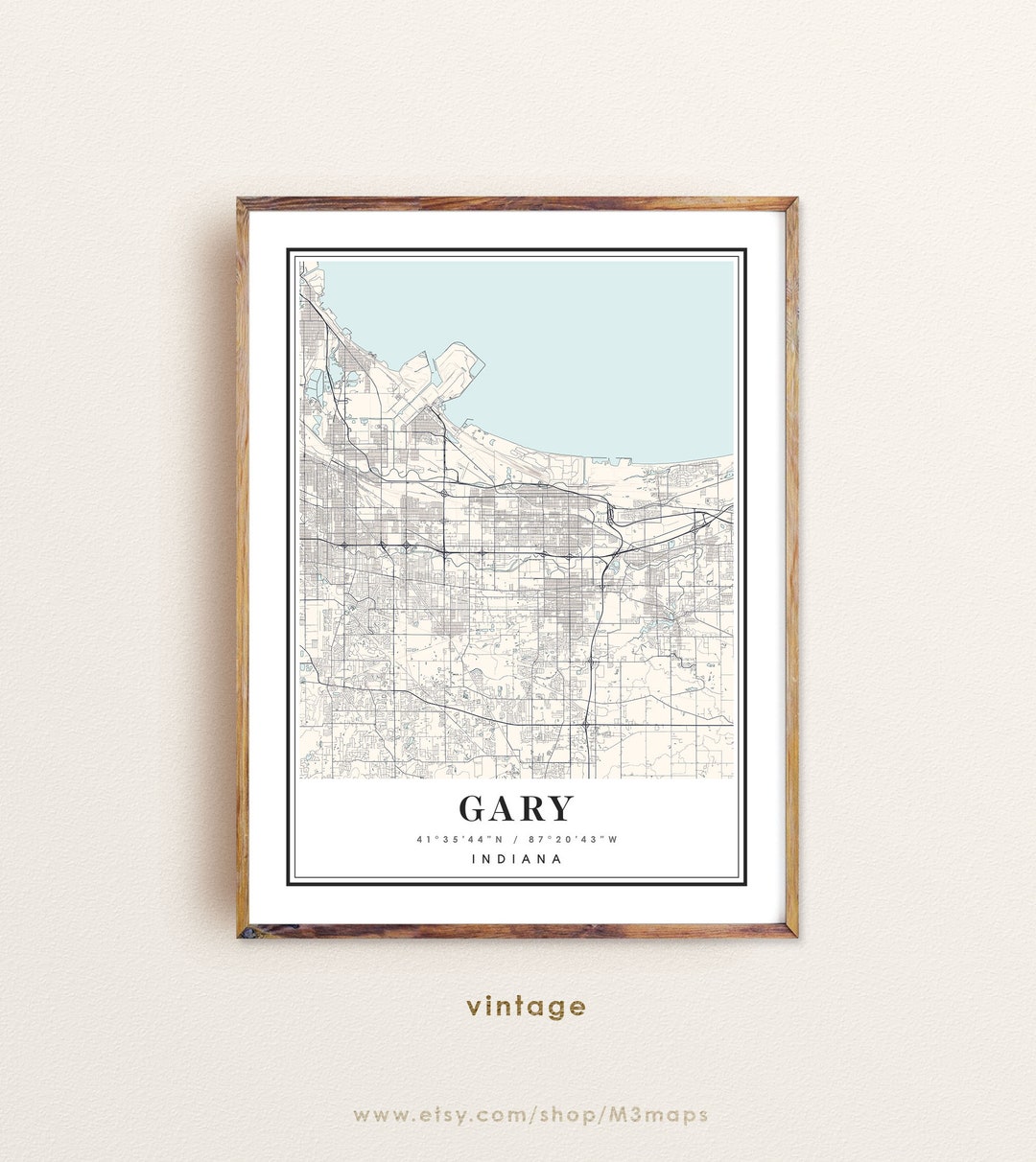 Gary Indiana Map, Gary IN Map, Gary City Map, Gary Print, Gary Poster ...