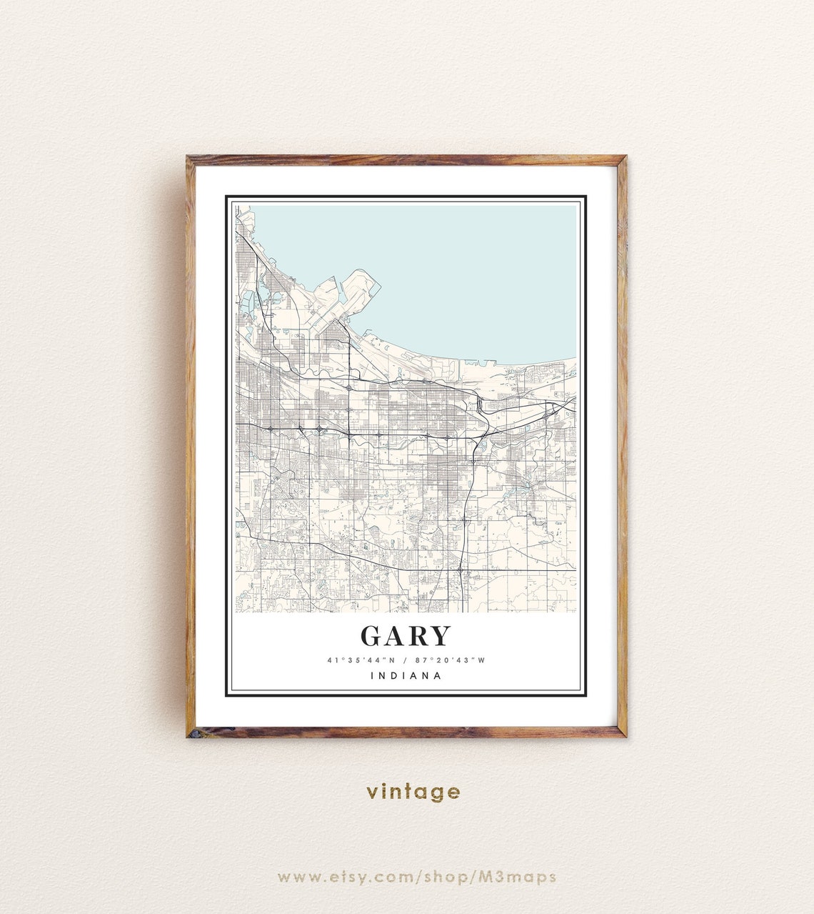 Gary Indiana Map Gary IN Map Gary City Map Gary Print Gary - Etsy