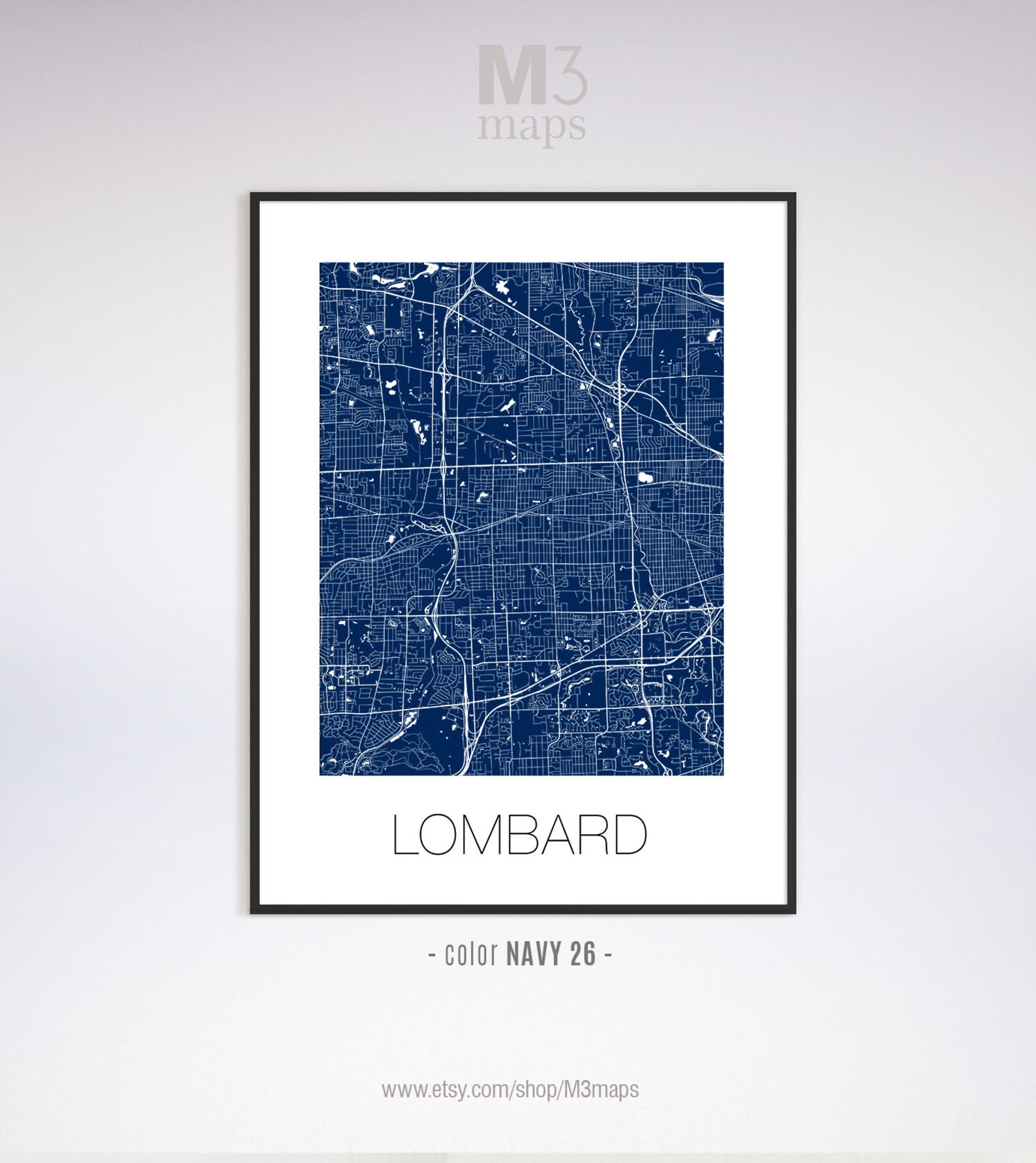 Lombard Illinois Lombard IL Map Lombard Map Lombard Print - Etsy