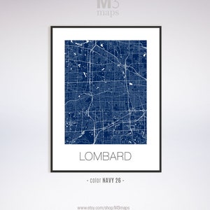 Lombard Illinois, Lombard IL Map, Lombard Map, Lombard Print, Lombard ...