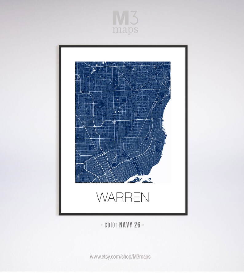 Warren Michigan Warren MI Map Warren Map Warren Print | Etsy