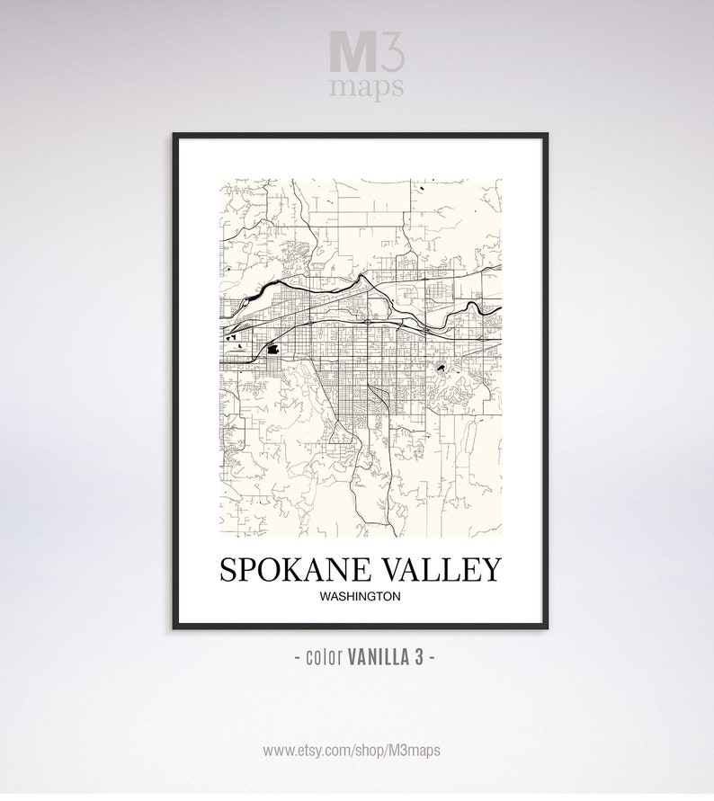 Spokane Valley Spokane Valley WA map Spokane Valley modern | Etsy