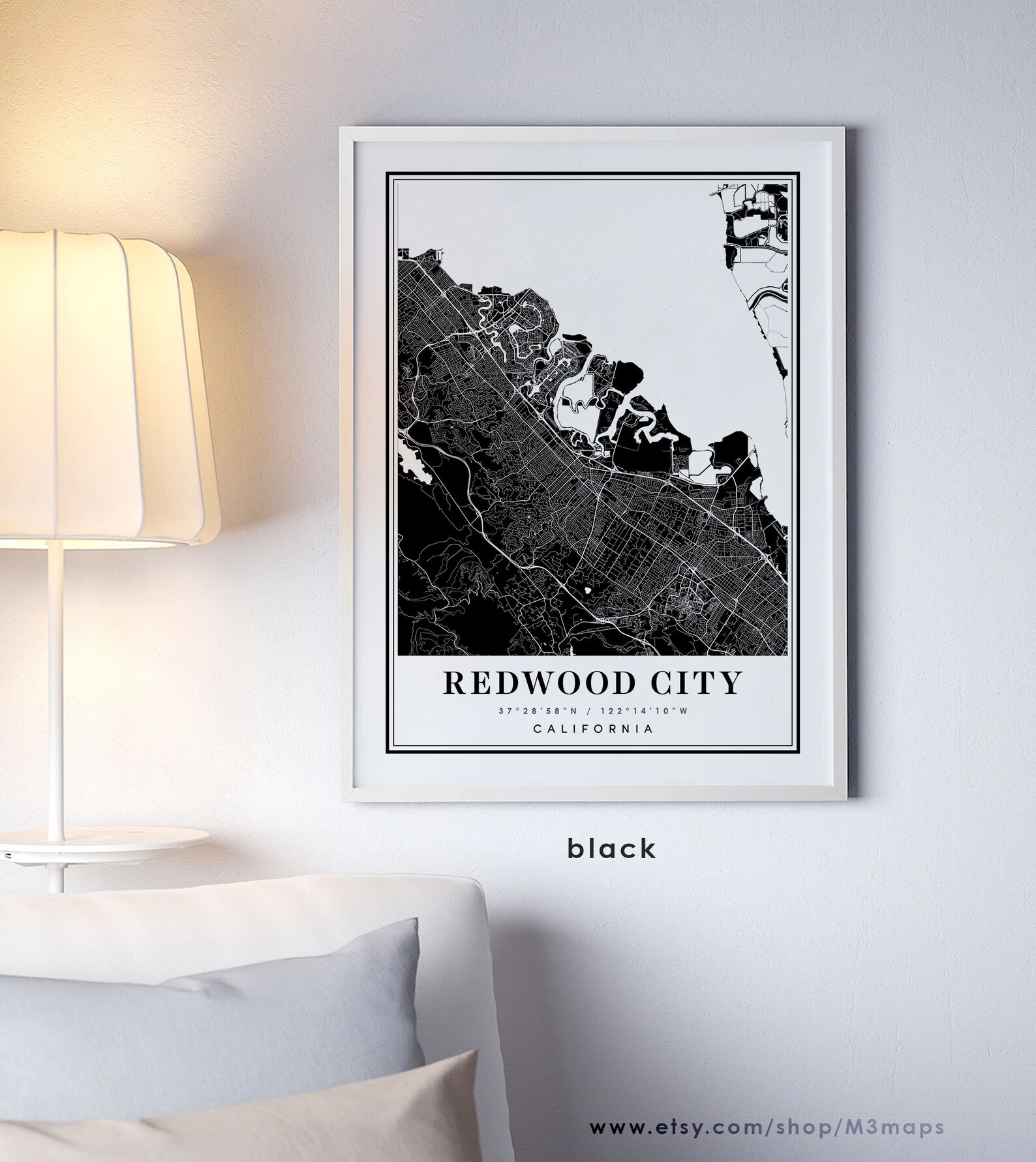 Redwood City California Map Redwood City CA Map Redwood City | Etsy