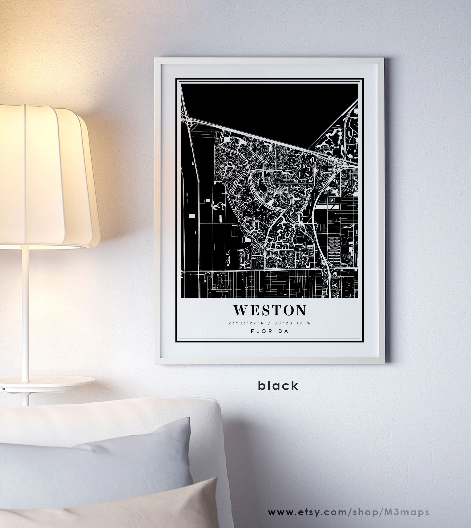 Weston Florida Map Weston FL Map Weston City Map Weston | Etsy
