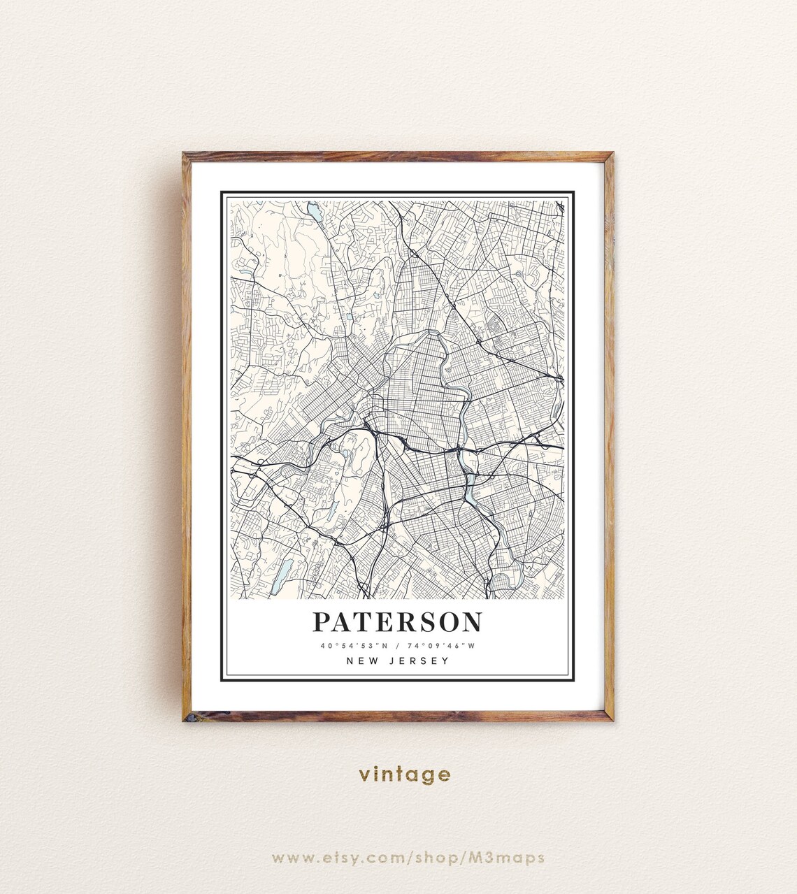 Paterson New Jersey Map Paterson NJ Map Paterson City Map | Etsy