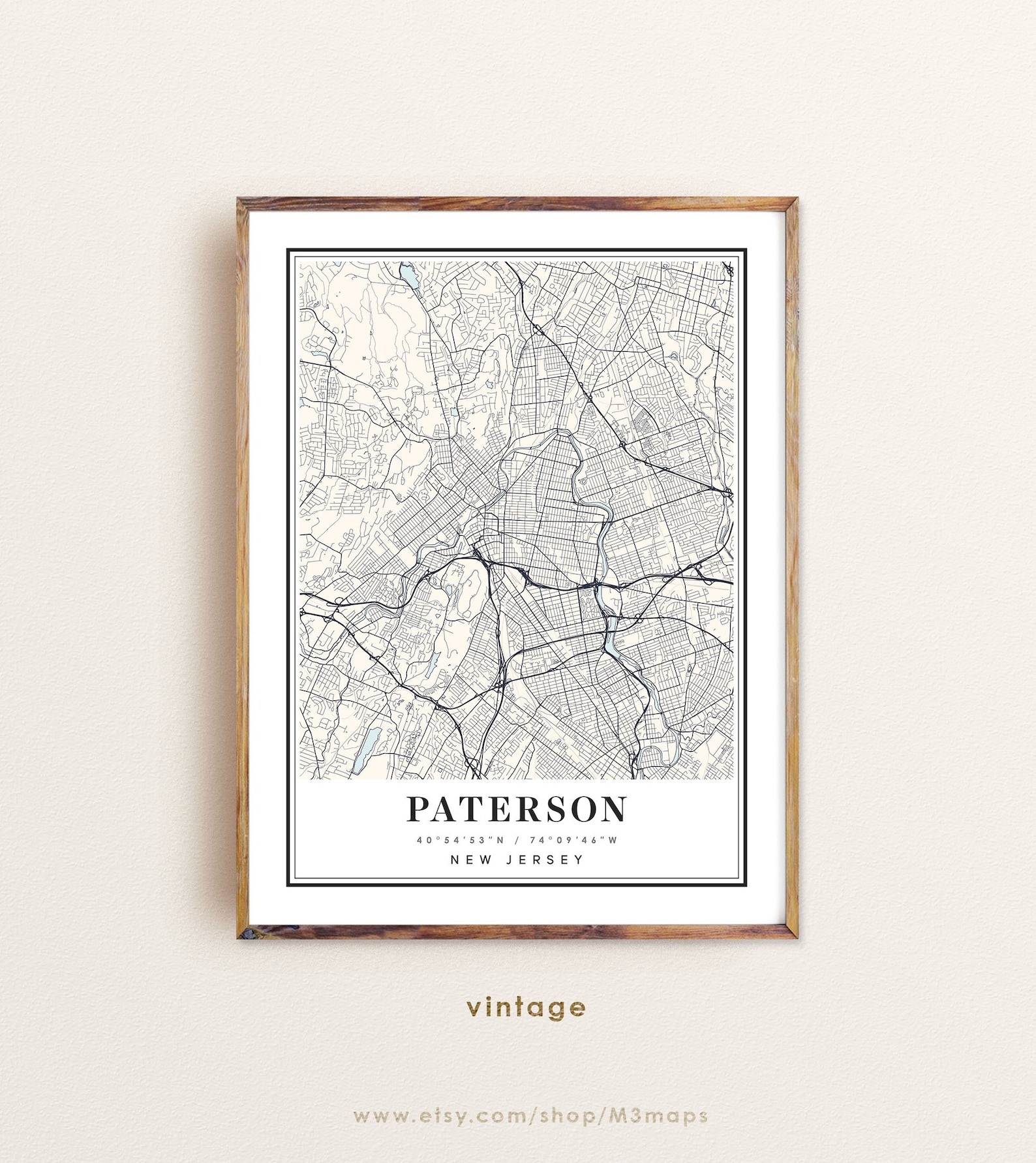 Paterson New Jersey Map Paterson NJ Map Paterson City Map | Etsy