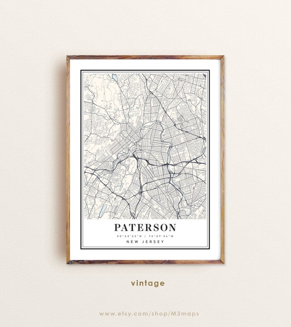 Paterson New Jersey Map Paterson NJ Map Paterson City Map | Etsy
