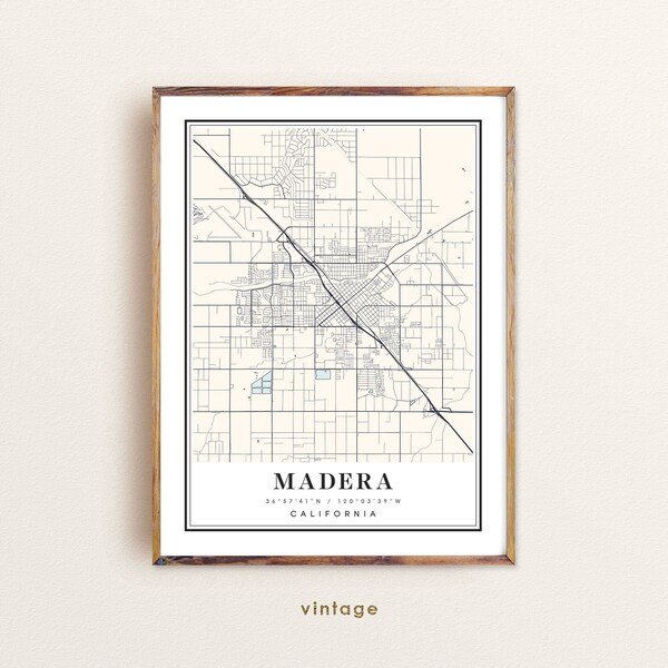 Madera Ca Map Art - Etsy