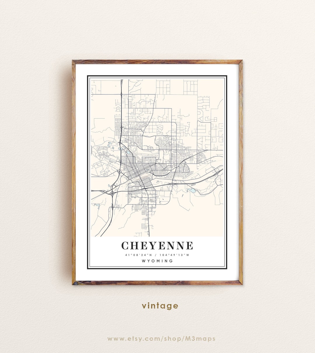 Cheyenne Wyoming Map Cheyenne WY Map Cheyenne City Map - Etsy