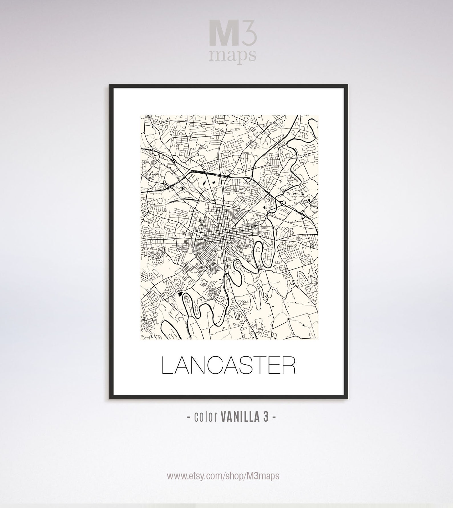 Lancaster Pennsylvania Lancaster PA Map Lancaster Map - Etsy
