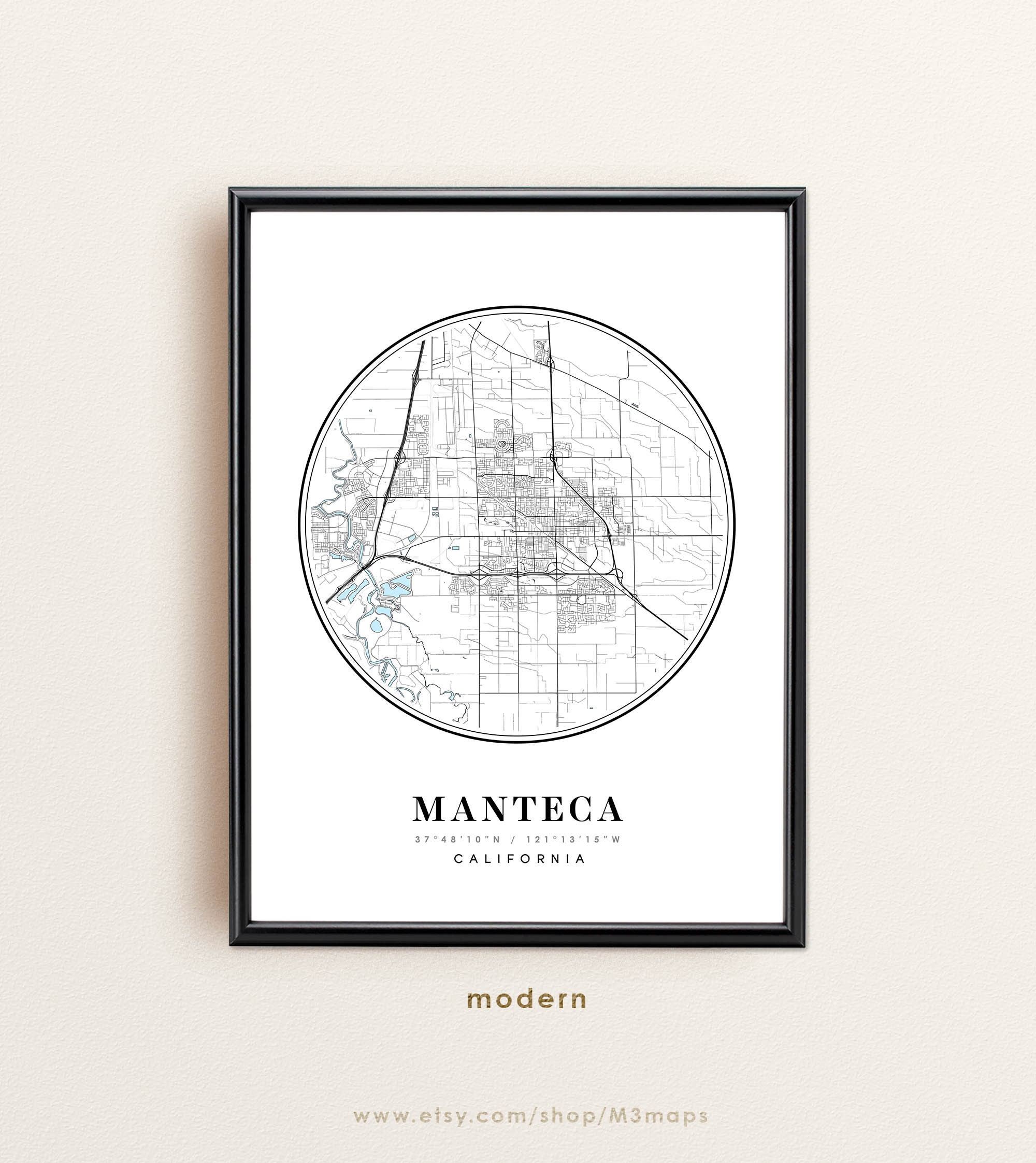 Mapa de Manteca California Mapa de Manteca CA Impresión de - Etsy México