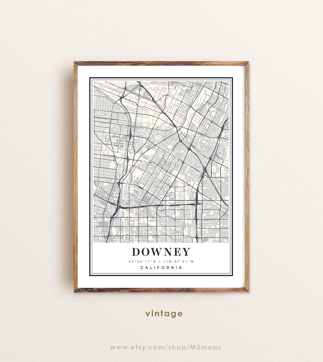 Downey California Map Downey CA Map Downey City Map Downey - Etsy