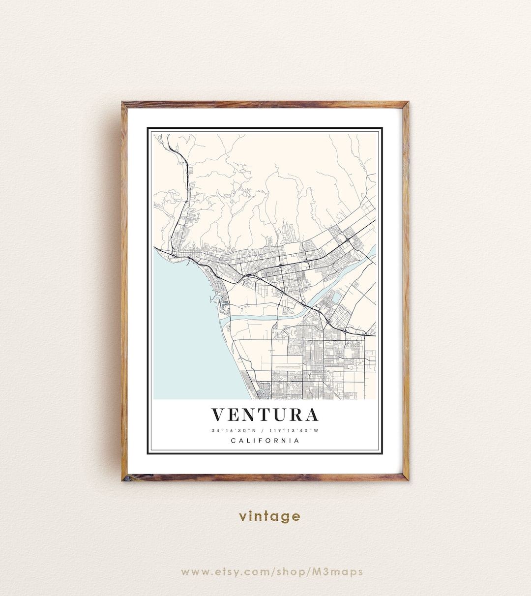 Ventura California Map Ventura CA Map Ventura City Map - Etsy