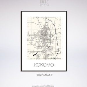 Kokomo Indiana Kokomo IN Map Kokomo Map Kokomo Print - Etsy