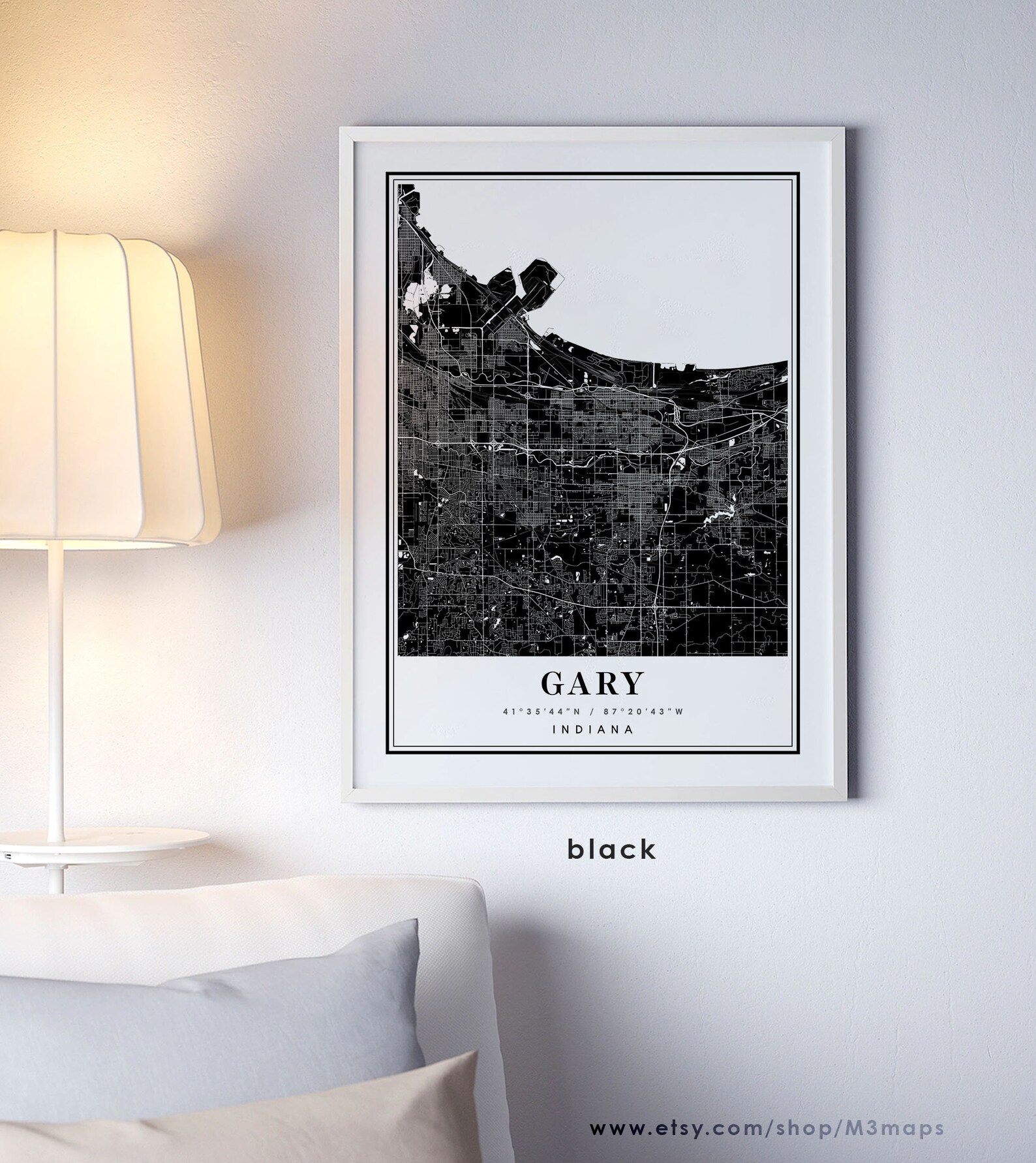 Gary Indiana Map Art Print: Custom City Map - Etsy