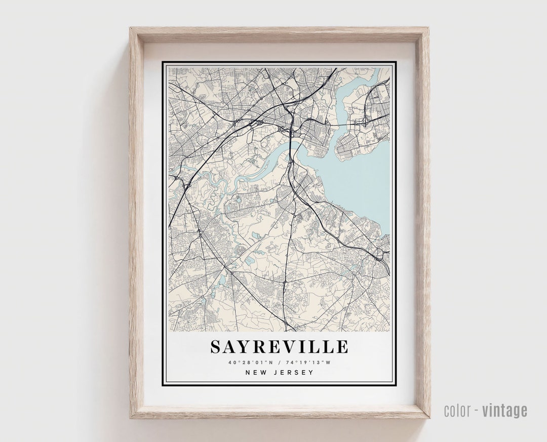 Sayreville NJ Map Print - Sayreville New Jersey City Poster ...