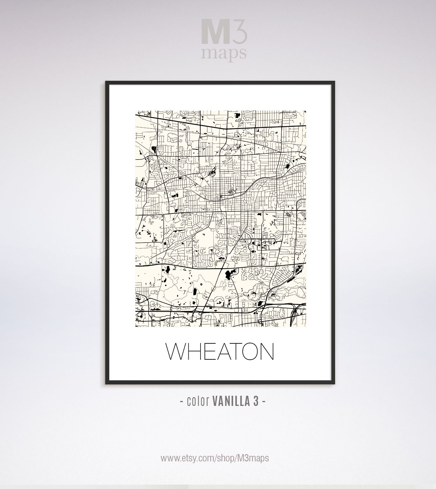 Wheaton Illinois Wheaton IL Map Wheaton Map Wheaton Print | Etsy