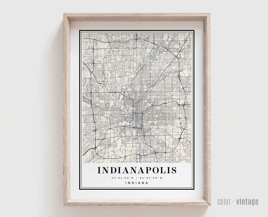 Indianapolis IN Map Print - Indianapolis Indiana City Poster ...