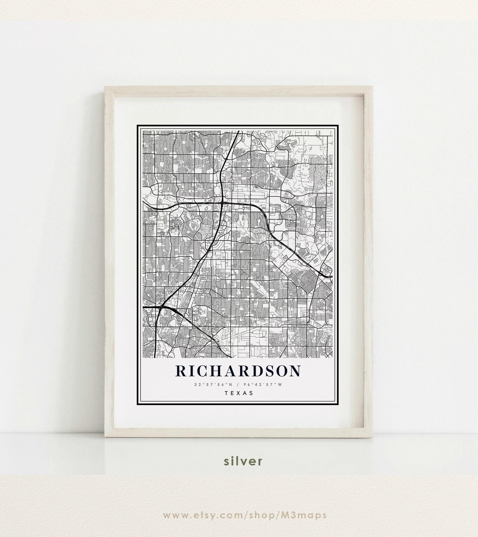 Richardson Texas map Richardson TX map Richardson city map | Etsy