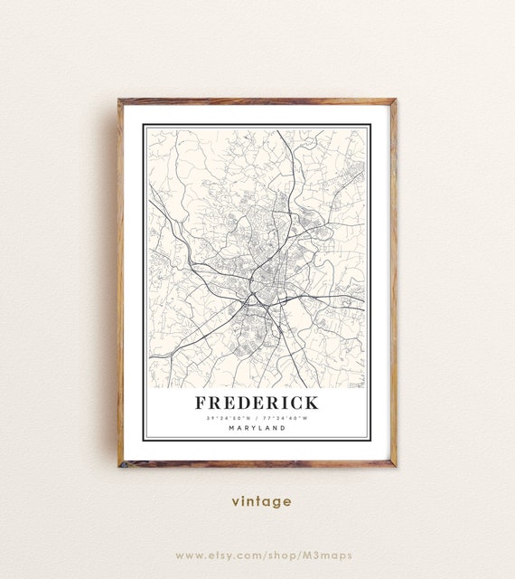Frederick Maryland Map Frederick MD Map Frederick City Map - Etsy